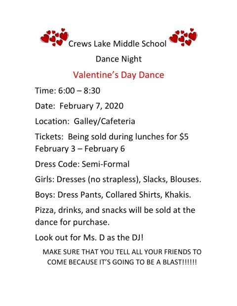 Valentine’s Day Dance | Crews Lake Middle School